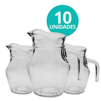 Kit 10 Mini Jarra De Vidro Lisa Transparente Com Alça Agua Suco ...