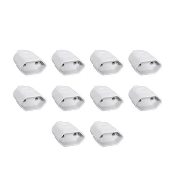 Kit 10 Pino Fêmea 2 Pólos 10A Adaptador Plug de Tomada Cor Branco - FLP ...