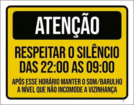 Kit 10 Placa Respeitar Silêncio Som Barulho Vizinho 36X46 - Sinalizo ...