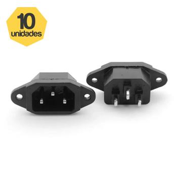 Kit 10 Plug AC Tripolar C14 Macho 10A Painel - Bear Cabos - Plugs e ...