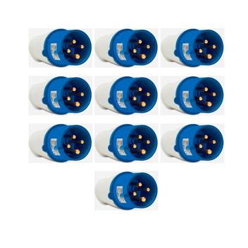 Kit 10 plug industrial 3p+t 32a azul 9h 220/250v omg 4279 - OMEGA ...