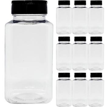 Kit 10 Potes De Plastico 350ml Porta Tempero Com Tampa Dosadora Dupla ...