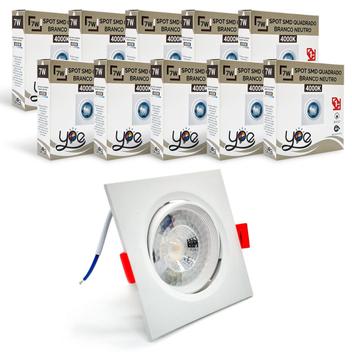 Kit 10 Spot Led Quadrado Embutir 7w Luz Branca Neutra 4000k - YOE ...