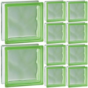 Kit 10 Tijolos Bloco De Vidro Wave Colorido 19X19X8 Verde - Tradestar ...