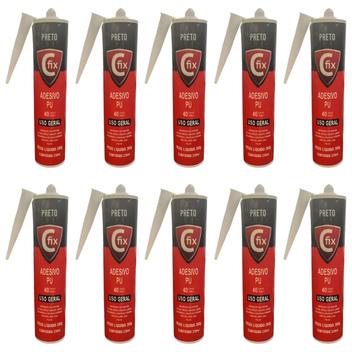 Kit 10 unidades - cfix cola adesivo pu 40 uso geral cinza 380g - 001770 ...