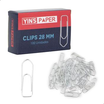 Kit 100 Clips Papel Metal 25mm Inox Escola Casa Escritorio Yins YP7552 ...