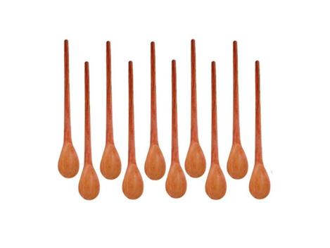 Kit 100 Peças Colher De Pau Madeira Modelos Molho 18 Cm - Colheres de ...