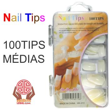 Kit 100 Unhas Tips postiça Realista Bailarina Natural REALISTA ...