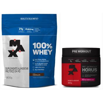 Kit 100% Whey Refil 900G Chocolate + Hórus 300G Frutas - Max Titanium ...