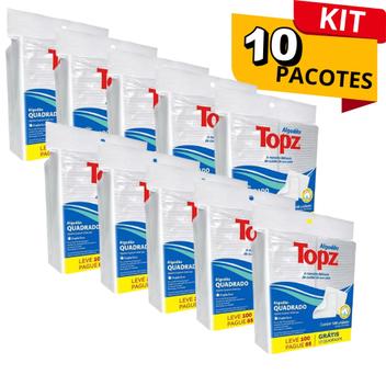 KIT 10X Algodão Quadrado TOPZ 100UN. Dupla Face Limpeza Facial ...