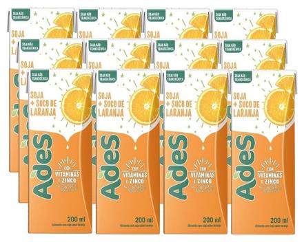 Kit 12 Bebida de Soja Sabor Laranja Ades 200ml - Suco - Magazine Luiza