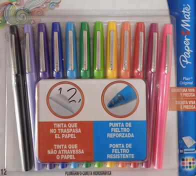 Kit 12 Canetas Hidrográfica Flair Futura Média 07mm Papermat ...