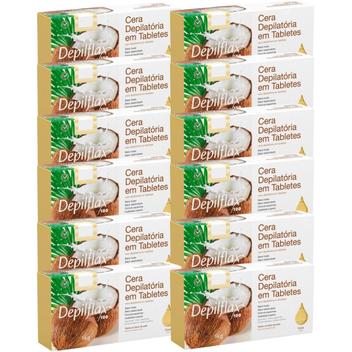 Kit 12 Cera Quente Depilatória Profissional Coco Depilflax Barra 1Kg ...