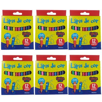 Kit 12 Lápis de cor 12 cores Gatte Kids Curto Lembracinhas - Macrozão ...