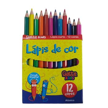 Kit 12 Lápis De Cor 12 Cores Gatte Kids Curto - Macrozao - Lápis de Cor ...