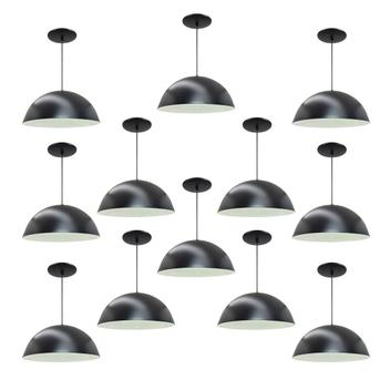 Kit 12 Luminária Pendente Meia Lua 50cm Interior Branco Brilho Com ...