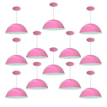 Kit 12 Luminária Pendente Meia Lua 50cm Interior Branco Brilho Com ...
