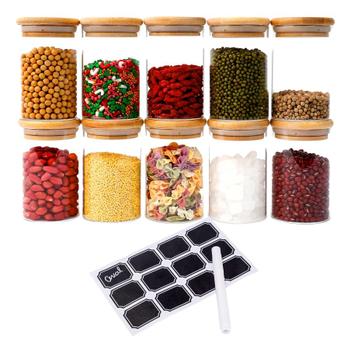 Kit 12 Potes Vidro Condimento Tempero Tampa Bambu Organizador + Caneta ...
