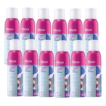 Kit 12 Shampoos a Seco Neutro Sem Perfume Antioleosidade Ricca 150ml ...