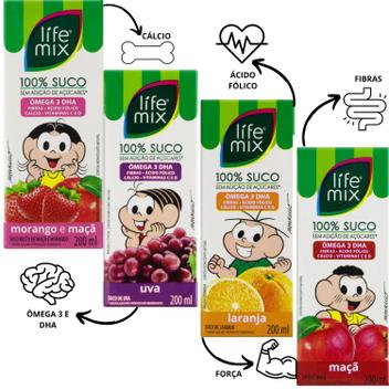 Kit 12 Sucos Life Mix Kids Turma Da Mônica Sabores Sortidos - Suco ...