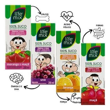 Kit 12 Sucos Life Mix Kids Turma Da Mônica Sabores Sortidos - Suco ...