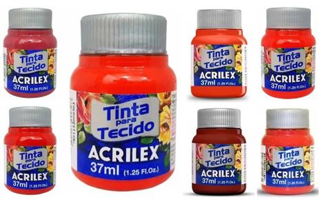 Kit 12 Tintas de Tecido Todos Tons de Vermelho 37ml Acrilex - Tinta de ...