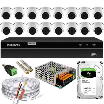 Kit 16 Câmera 1220D Mic com Audio Dvr 1216 Intelbras 3tb - Câmera de ...