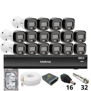 Kit 16 Câmeras Intelbras 3220b Full Color Com Áudio Dvr Intelbras Imhdx ...