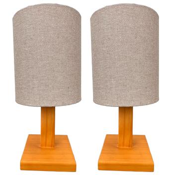 Kit 2 Abajur De Madeira Rustico Luminária Mesa Quarto Sala - Temshopweb ...