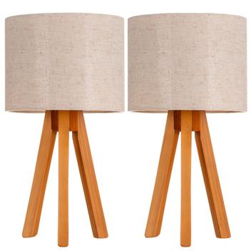 Kit 2 Abajur De Mesa Madeira Rustico Tripe Luminaria De Mesa, Sala ...