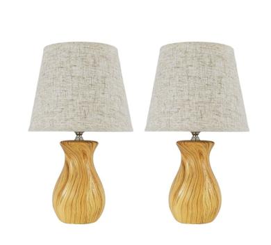 Kit 2 Abajures Cor Madeira Cúpula Palha - Luminárias de Mesa - Laradore ...