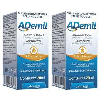 Kit 2 Ademil Vitaminas A e D 20mL Suplemento EM Gotas - Sabor Laranja ...