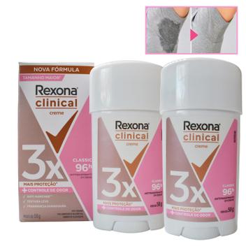 Kit 2 Antitranspirante Rexona Clinical Classic Creme 58 G Anti Manchas ...