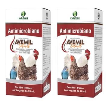 Kit 2 Avemil Solúvel 20 Ml - Indubras - Tratamento de coccidiose em Aves - Vitaminas e ...