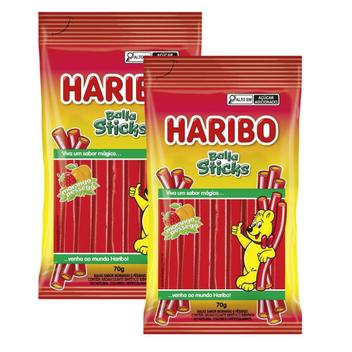 Kit 2 Balas Haribo Sticks Sabor Morango e Pêssego 70g - Balas ...