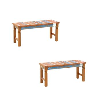 Kit 2 Bancos Ripado 1 m Madeira Maciça de Demolição Peroba Rosa Patina ...