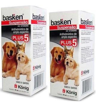 Kit 2 Basken Plus 5 Suspensão 20ml Vermifugo Cão/gato König - Vermífugo ...
