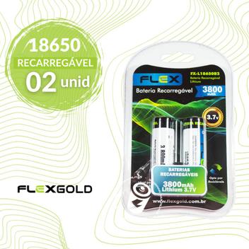 Kit 2 Baterias Recarregável 18650 de 3,7V 3800mAh Lanternas Flex Gold ...