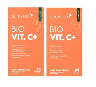 Kit 2 Bio Vit C +1000MG Vitamina C 60 caps Puravida - PURA VIDA ...