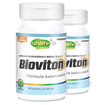 Kit 2 Bioviton Suplemento de Vitaminas e Minerais Unilife 60 Cápsulas ...