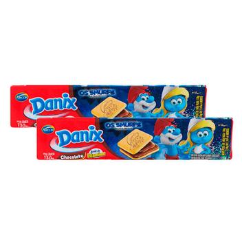 Kit 2 Biscoito Recheado Danix Smurfs Sabor Chocolate 130g - Biscoito ...