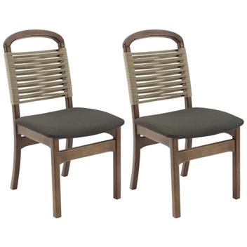 Kit 2 Cadeira Decorativa Vinil Corda Nautica Nude Pes Madeira Pinhao ...