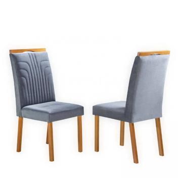 Kit 2 Cadeiras Estofadas Decorativa Valentina Pés Madeira Eucalipto MG ...