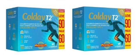 Kit 2 caixas Colday T2 Colágeno Tipo 2 90 Cápsulas Softgel La San-day ...