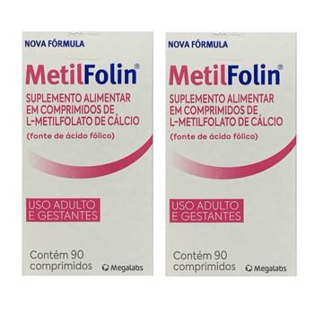 Kit 2 Caixas Suplemento Alimentar Metilfolin 90 Comprimidos - Megalabs ...