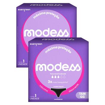 Kit 2 Calcinhas Absorvente Modess Fluxo Leve/Moderado GG - Calcinha ...