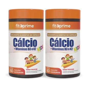 Kit 2 Cálcio com Vitaminas D3 K2 kids Mastigável 60 cápsulas Fitoprime ...