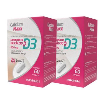 Kit 2 Calcium Maxx Cálcio D3 600mg 60 Cápsulas Maxinutri - Cálcio ...