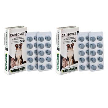 Kit 2 Carbovet C/ 20 Comp -Biofarm Cães Gatos - Antitóxico e ...