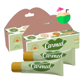Kit 2 Carmed Água de Coco Protetor Labial FPS 30 Hidratante Brilhante com Sabor 10g - Cuidados ...